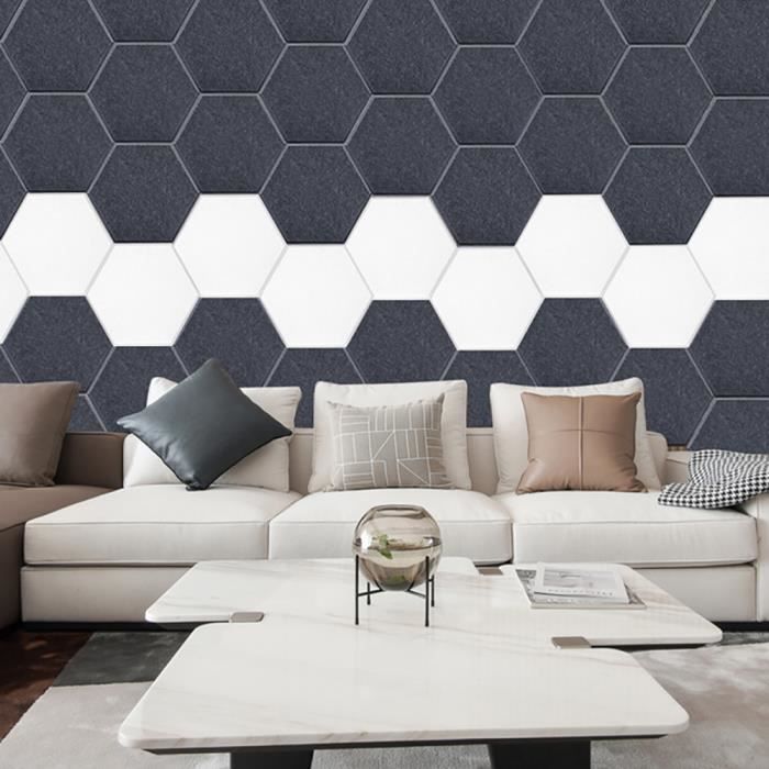 Large hexagon - 1.2cm High density - Gris fumé - Panneau Acoustique ...