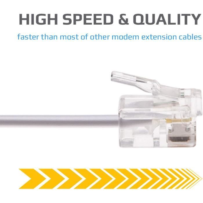 10M Rj11 Câble De Rallonge Adsl Cordon Internet Haute Vitesse Bt Large ...