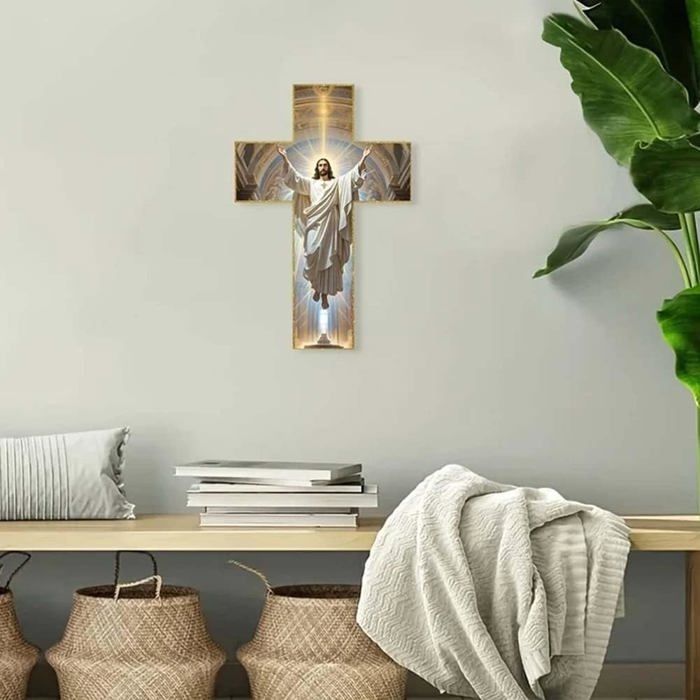 Croix Murale en Bois Jesus Christ Vintage Decoration Murale Religieuse ...