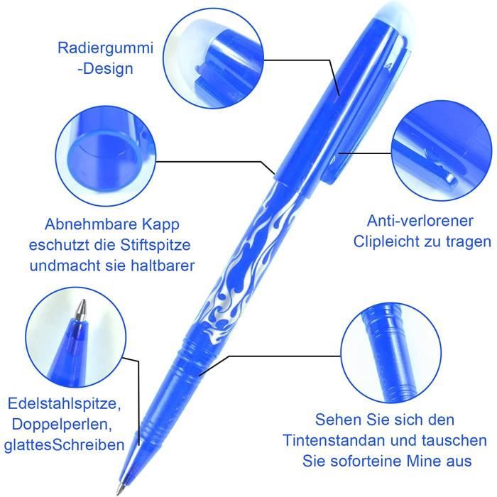 12 Couleurs Stylos Effaçables,Stylo Roller Effaçable,Stylo à Encre Gel ...