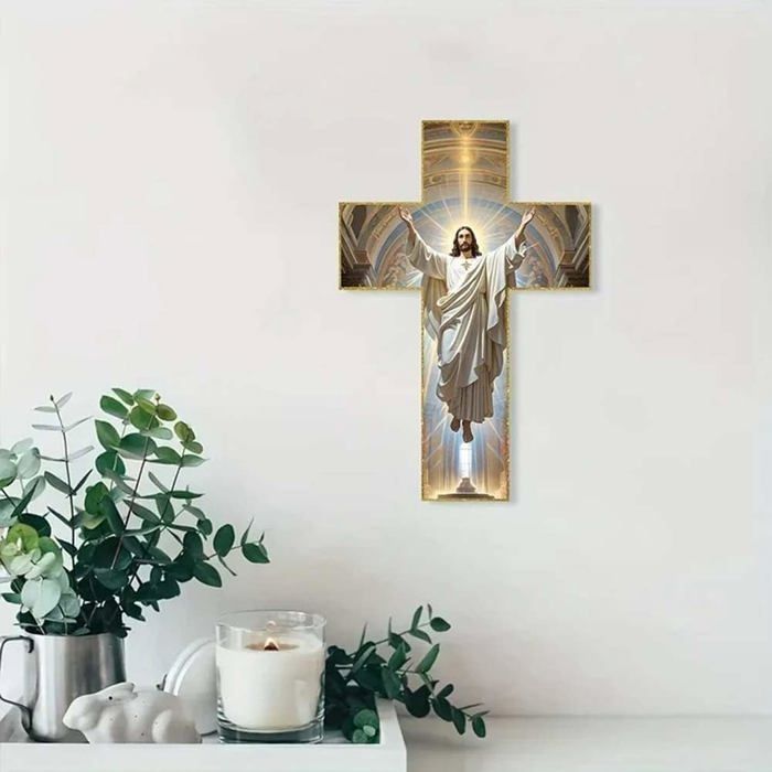 Croix Murale en Bois Jesus Christ Vintage Decoration Murale Religieuse ...