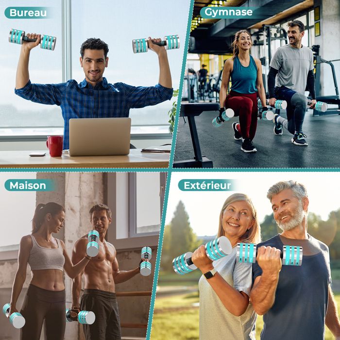 Dripex Haltères Musculation Réglables Lot de 2 Haltères 10 kg avec ...