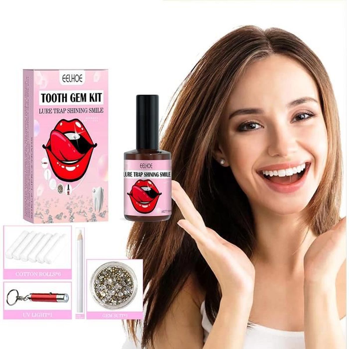 Kit Dentaire - Strass Dentaire Kit avec Colle, Lumière UV Et Sélecteur ...