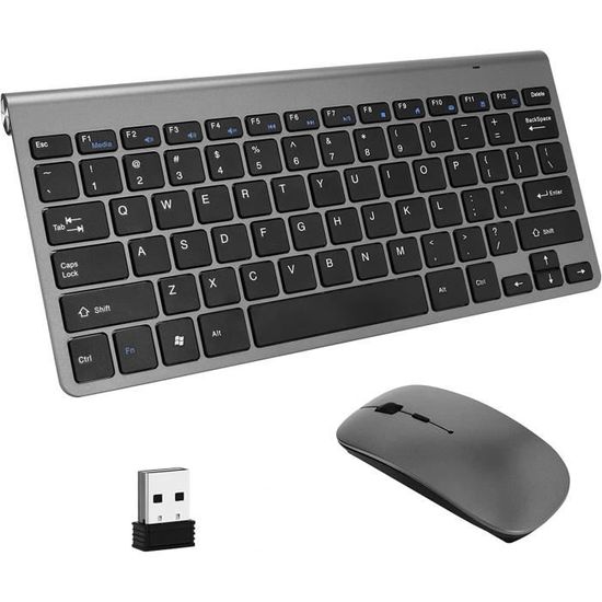 Clavier et Souris sans Fil 2.4G, Clavier et Souris Ultra-Minces ...