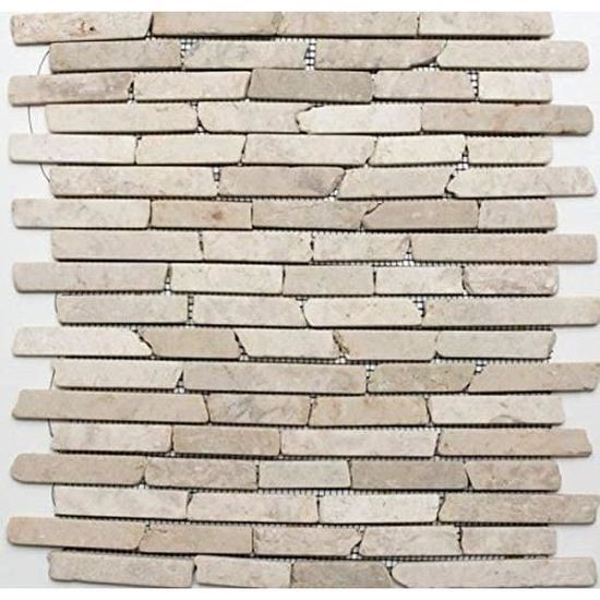 Mosaïque Marbre Pierre Naturelle Beige Clair Brick Composite Baguettes ...