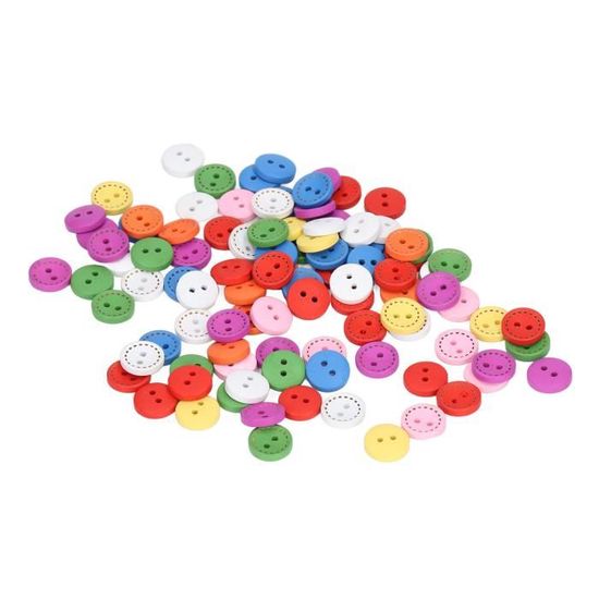 WONG-100 pièces boutons de couture rétro mode en bois coloré petits ...