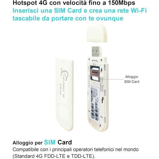 Calonny Clé Internet 4G LTE USB WiFi avec clé de Liaison SIM Modem sans ...