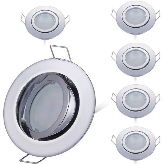 Hcfei Lot De 6 Spots Led Encastrables A Intensite Variable Chrome 5 W