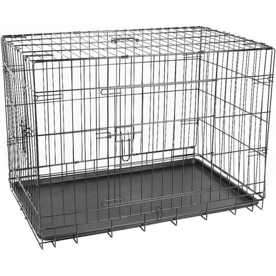 Cage pour Chien en Métal avec 2 Portes, Poignées et Plateau, Pliable ...