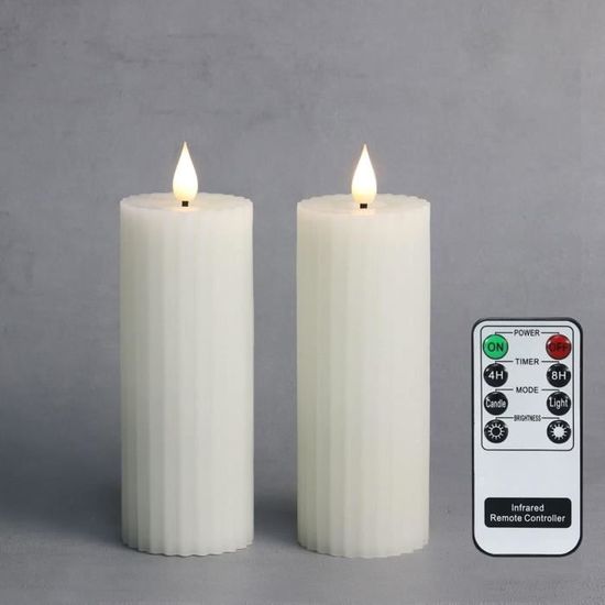 Lot De 2 Bougies Piliers Led Sans Flamme À Piles Blanc 15 Cm[L2120] - Cdiscount Maison