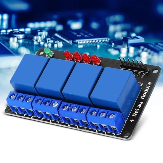 Module relais 4 voies Module de Relais 4 Voies Plaque Noire 3V Bas ...
