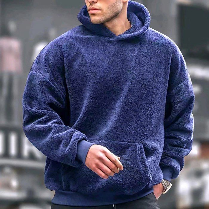 Sweats à capuche en velours doux pour hommes avec poches,pulls en ...