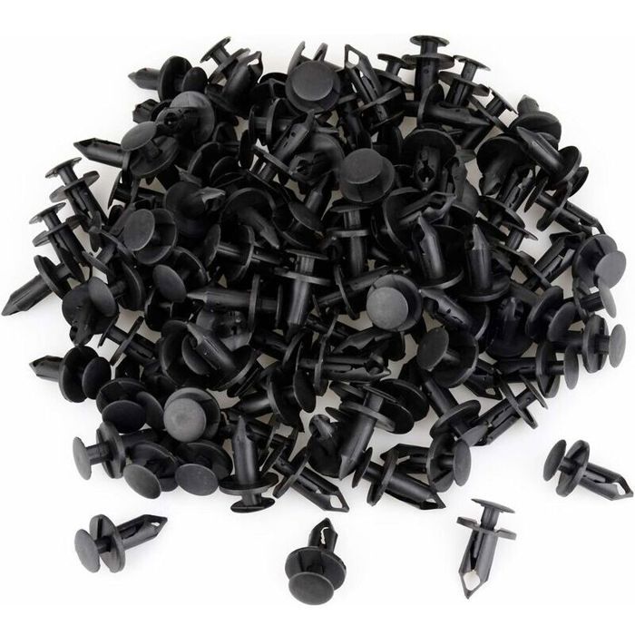 120 Clips Fixation Rivet Plastique pour Voiture, 8mm Trou Poussoir ...