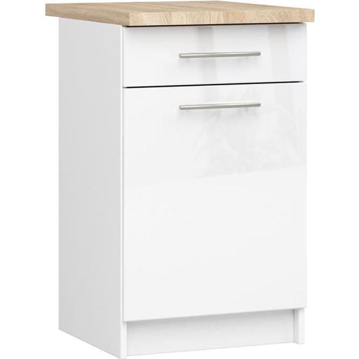 Meuble de cuisine bas AKORD S50 OLIWIA modulable Blanc 50 cm 1 porte 1 ...