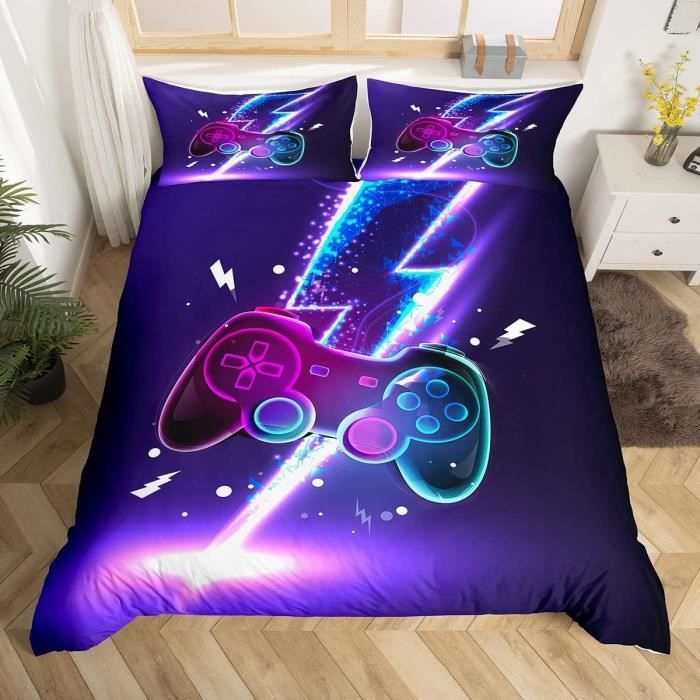 Gamer Housse de Couette Gaming Parure de Lit 140x200cm pour Enfants ...