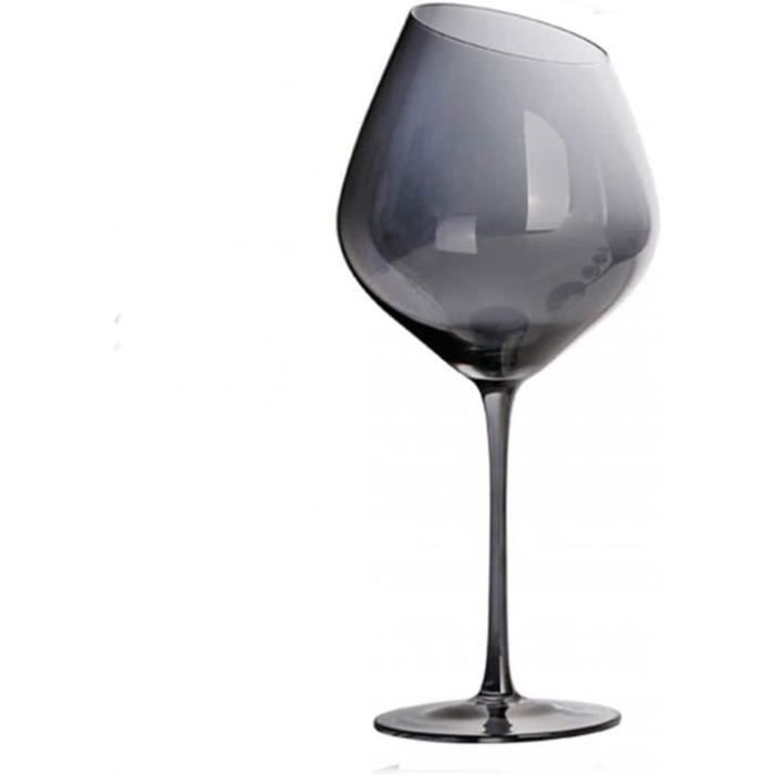 Verre en Cristal Gris Fumé Grande Bouche Oblique Verre À Vin Rouge ...