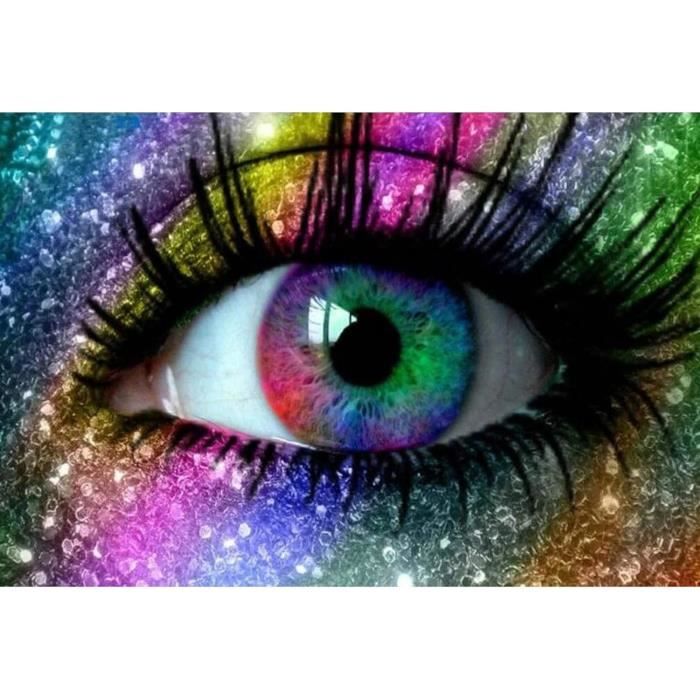 Diamond Painting Yeux De Couleur,5D Diamant Painting Kit Complet ...