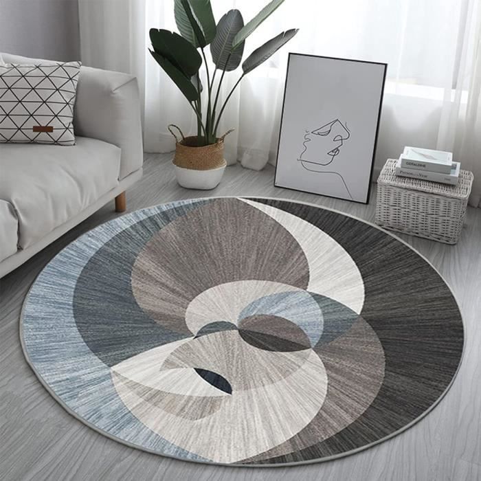 JANZDIYS Tapis Rond-Tapis de Salon-120cm-Round Pattern-Doux et épais ...