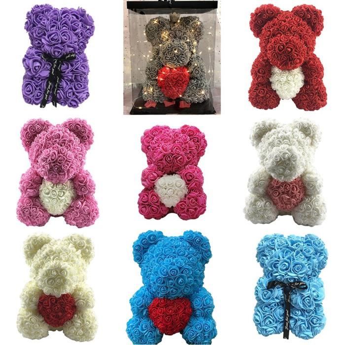 Cadeau de la Saint-Valentin Rose nounours fleur artificielle Saint ...