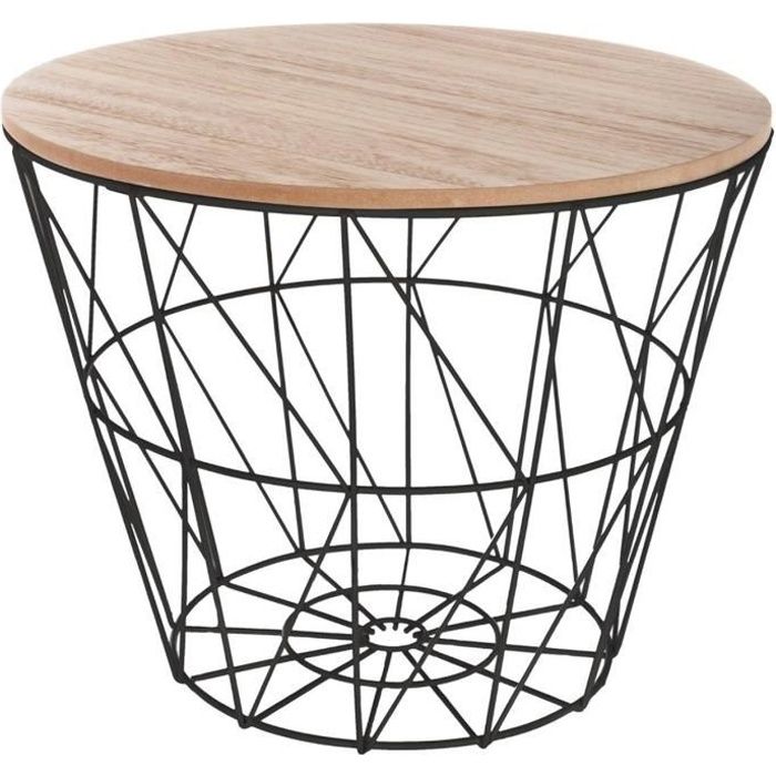 Table d'appoint - PEGANE - Design contemporain en MDF et métal noir - D ...