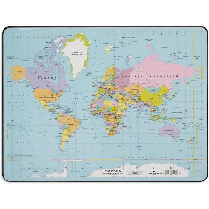 721119 Sous-Main Planisphère Carte Du Monde Sous Film Transparent 53 X ...