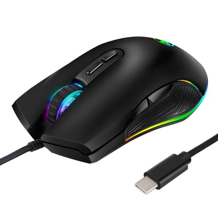 USB C Type de Souris C Ergonomique Souris Filaire RVB Souris de Jeu ...