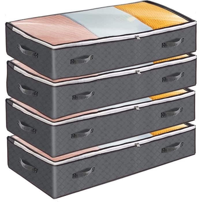 WOOWAIR Lot de 4 Pliable Sac de Rangement Vetement Sous Le Lit, 75L de ...