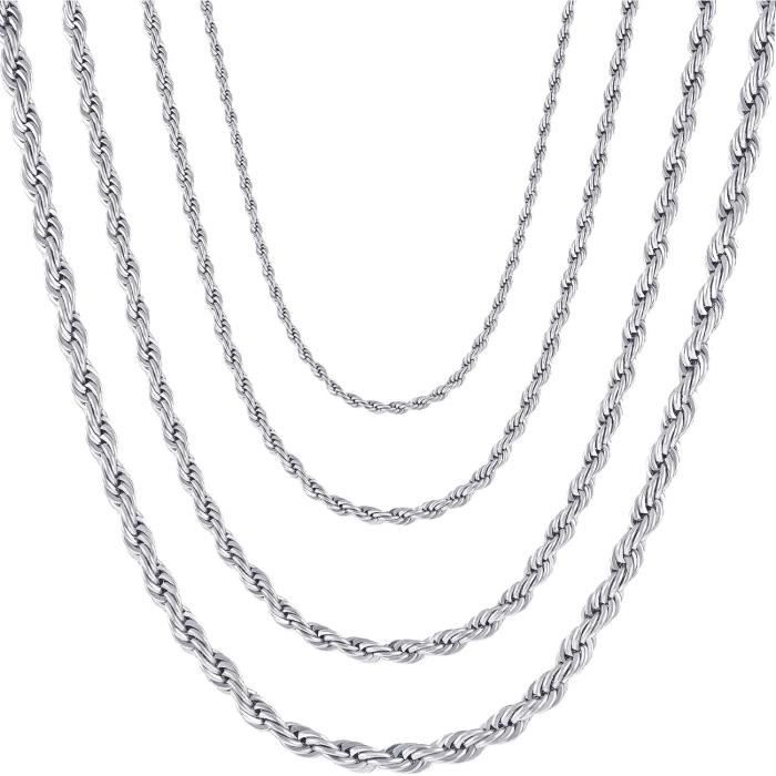 Chaîne torsadée en acier inoxydable pour homme et femme - Largeur : 2-3 ...
