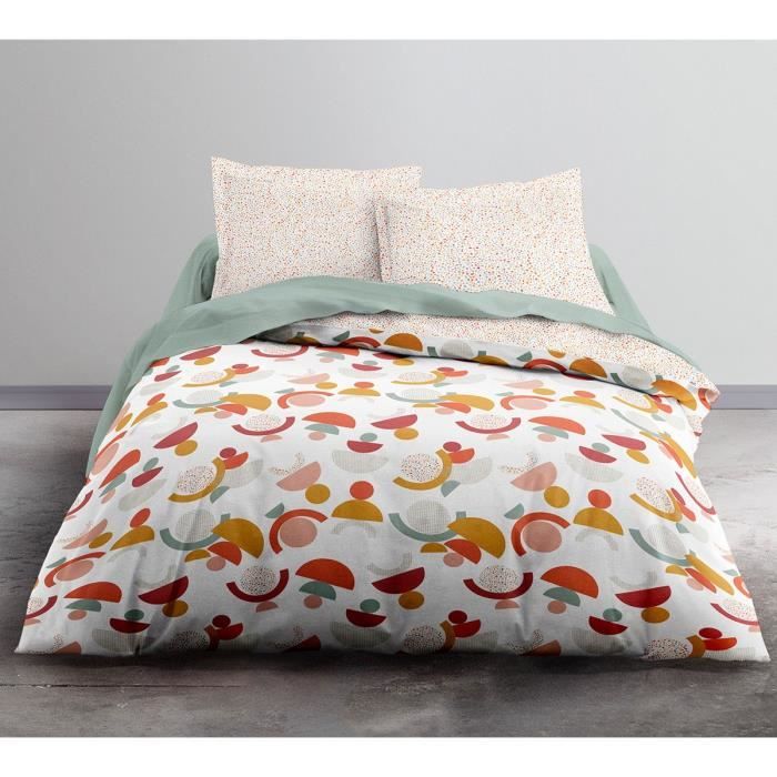 Housse de couette 220 x 240 Crazy Luce + 2 taies 220x240 Blanc ...