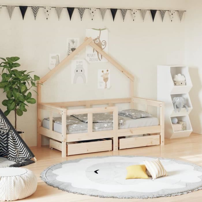 "SALE 2024" Cadre de lit enfant avec tiroirs JMS - Lit bébé 70x140 cm ...