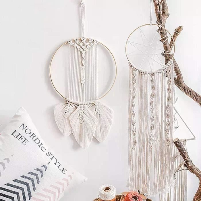 Anneau bois macrame,3 mm avec 6 cerceaux en bambou et 60 perles en bois ...