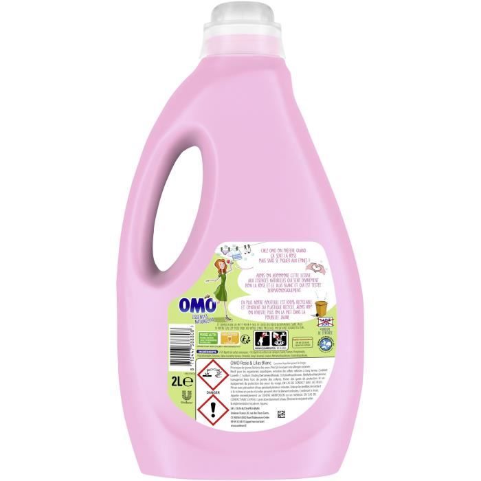 Lot de 2 - OMO Lessive Liquide Rose & Lilas Blanc - 2 L - 40 lavages ...