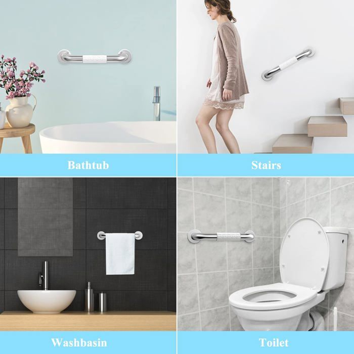 Main Courante,Toilet Grab Bar,Wall-Mounted Stainless Steel Bathroom ...