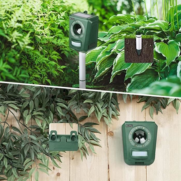 Insectifuge de jardin, charge USB solaire à ultrasons, 5 modes ...