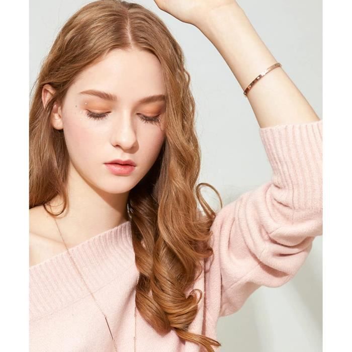 18K Or Plaqué Bracelet pour Femmes, Bracelet en Acier Titane 4mm Avec Zircons Cubiques en ...