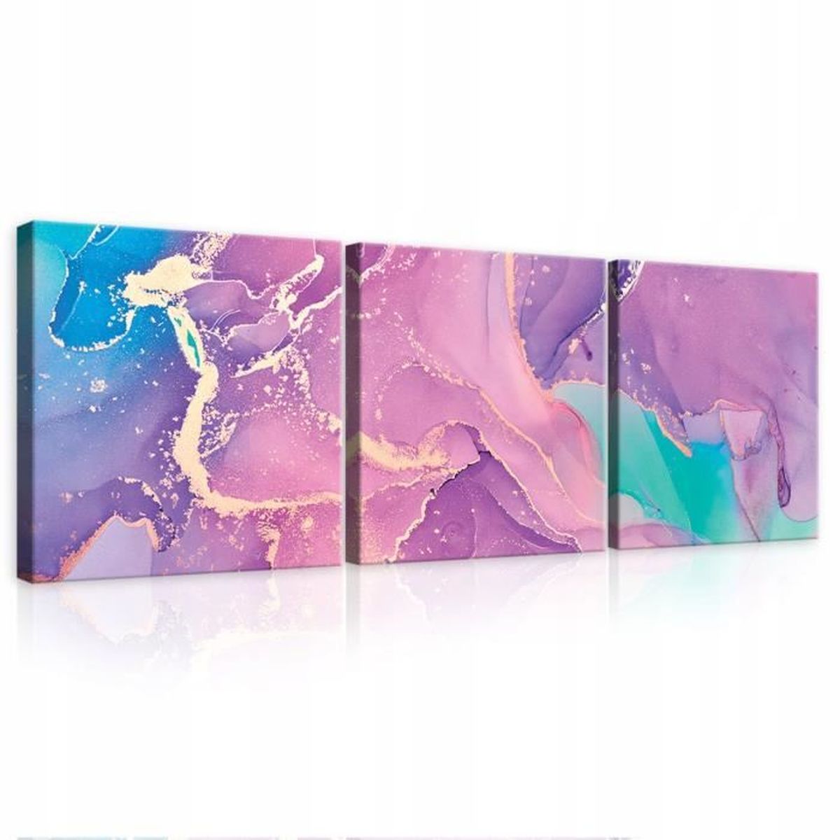 Impression sur Toile 3 parties Marbre Rose Violet 75x25 cm XXL Tableau ...