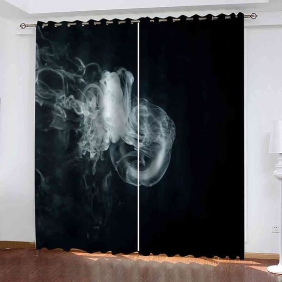 Rideau Occultant À Oeillets 3D Fumée Blanche Artistique Motif Isolant ...