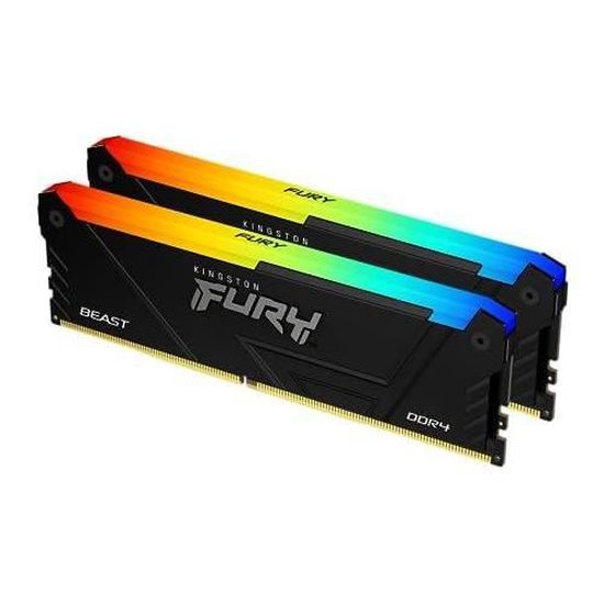 Mémoire RAM - KINGSTON - FURY Beast - RGB - 16 Go (2 x 8 Go) - DDR4 - 3600 MHz CL17 ...