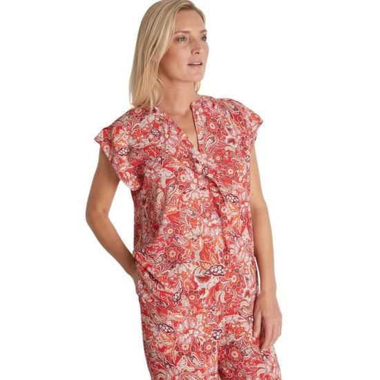 Blouse encolure ronde Imprimé rouge Rouge/marron - Cdiscount Prêt-à-Porter