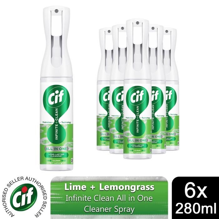 Cif Infinite Clean All in One Cleaner SprayLime & Lemongrass, 6 Pk of ...
