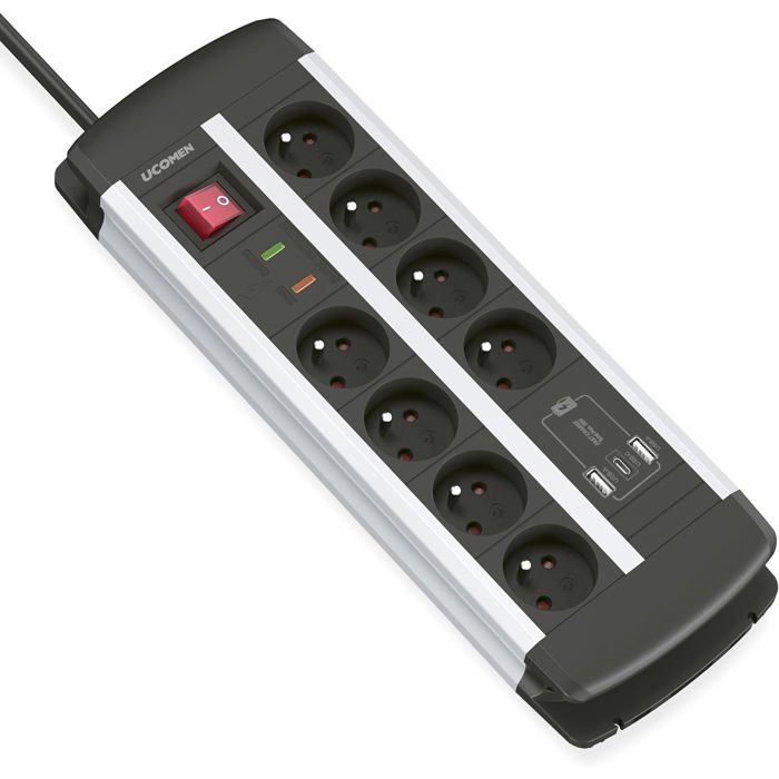 Multiprise Bloc 8 Prises Bloc avec Interrupteur, Parafoudre, Chargeur ...