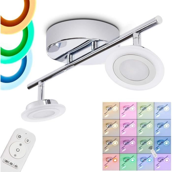 Plafonnier Led Lucy En Métal Chromé - 2 Spots Multicolores Réglables ...
