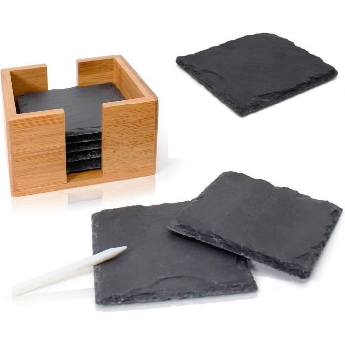 Sous-Verre En Ardoise (8 Pièces) – Dessous De Verres Sous Bocks Décoratifs En Ardoise Et Boîte ...