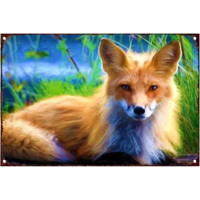 Poster Métallique Affiche,Renard des Animaux de la forêt,Peinture Art ...