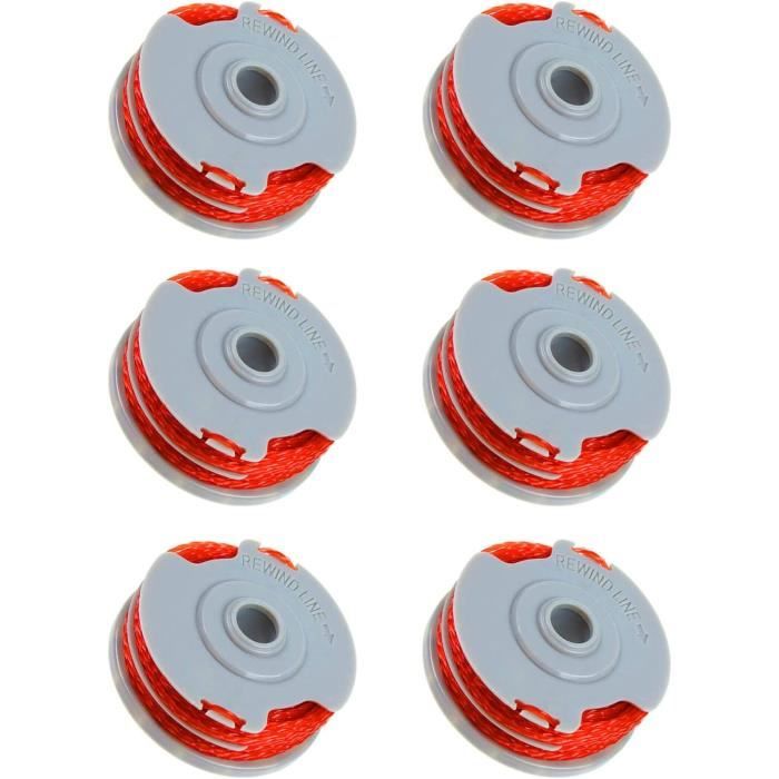 Lot de 6 bobines de fil de rechange en nylon à double alimentation automatique de 1,5 mm et 11 m ...
