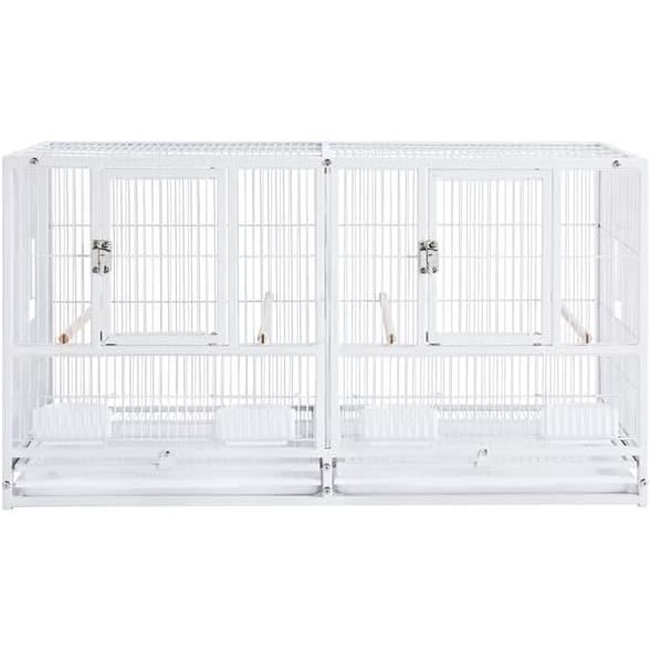 Cage à Oiseaux Large Empilable Cadre en Métal Cage d’élevage Divisée ...
