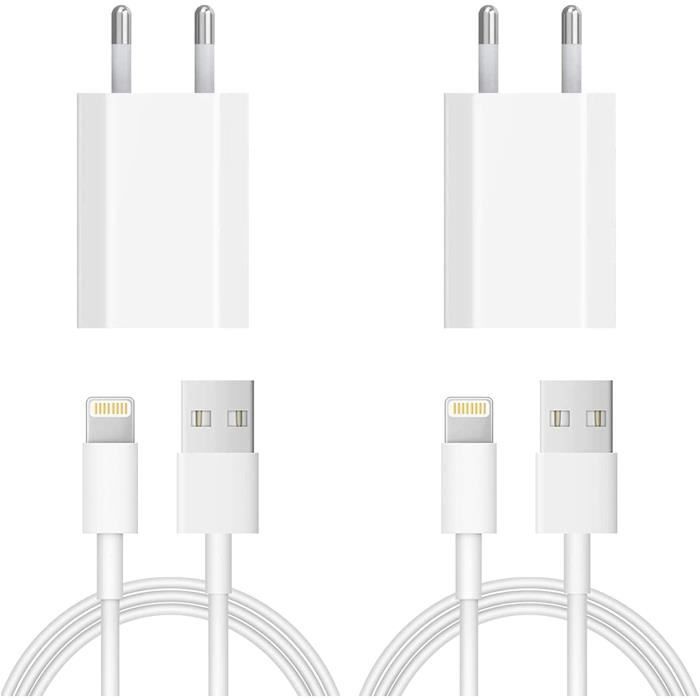 Iphone Rapide Chargeurs [Apple Mfi Certifié] 2 Pack Chargeur Mural Usb ...