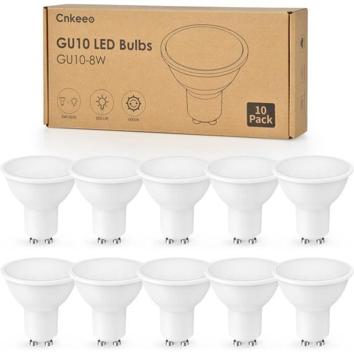 Ampoule Led Gu10, 10Pcs, 8W Équivalent 80W Lampe Halogène, Blanc Froid ...