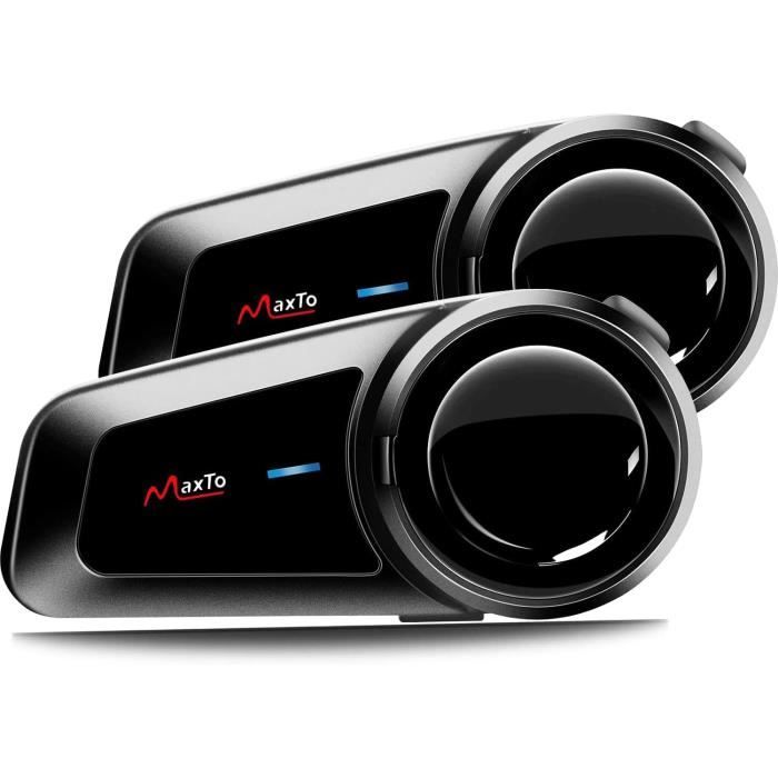M2 Intercom Moto Duo Bluetooth 5.0 - Portée de 1000m pour Groupe de 6 ...