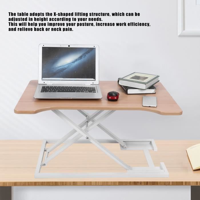 HEG Bureau De Levage Table Debout À Grain De Bois Jaune Bureau D ...